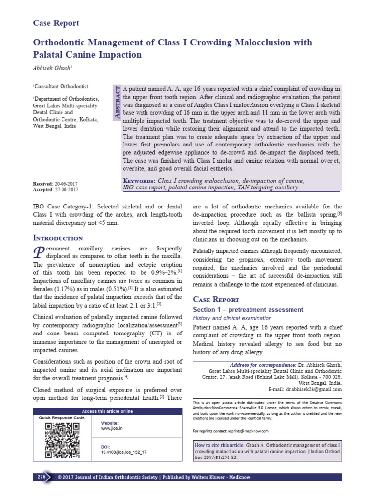 Orthodontic Management of Class I Crowding Maloccl | PDF | Orthodontics ...
