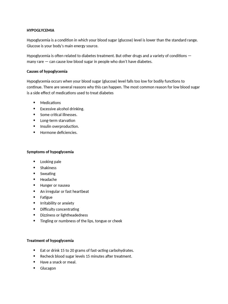 Hypoglycemia Wps Office | PDF | Hypoglycemia | Diabetes
