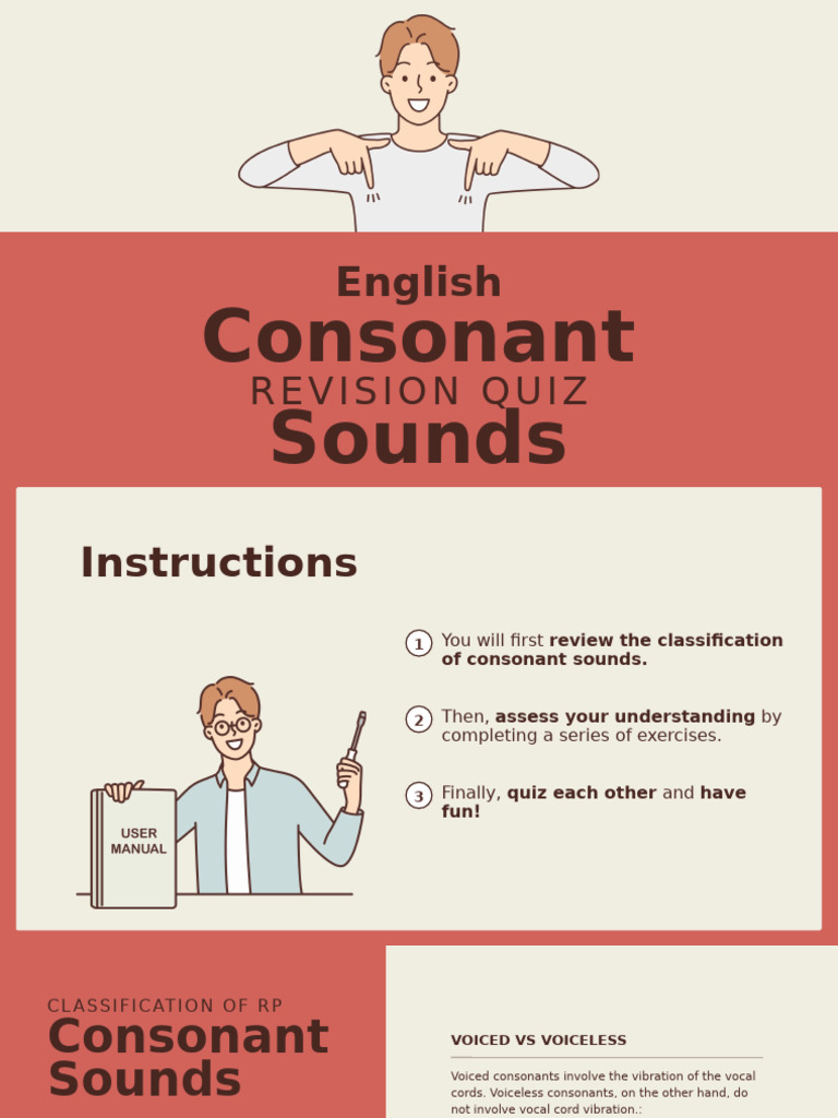 English Consonants Pronunciation Quiz Presentation | PDF | Phonetics | Human Voice