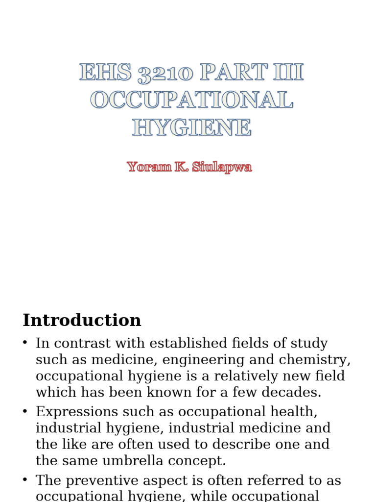 Ehs 3210 Occ Hygiene and Threshold Limit Values | PDF | Personal ...