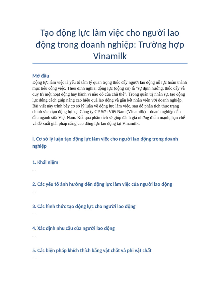 Tao Dong Luc Lao Dong Vinamilk | PDF