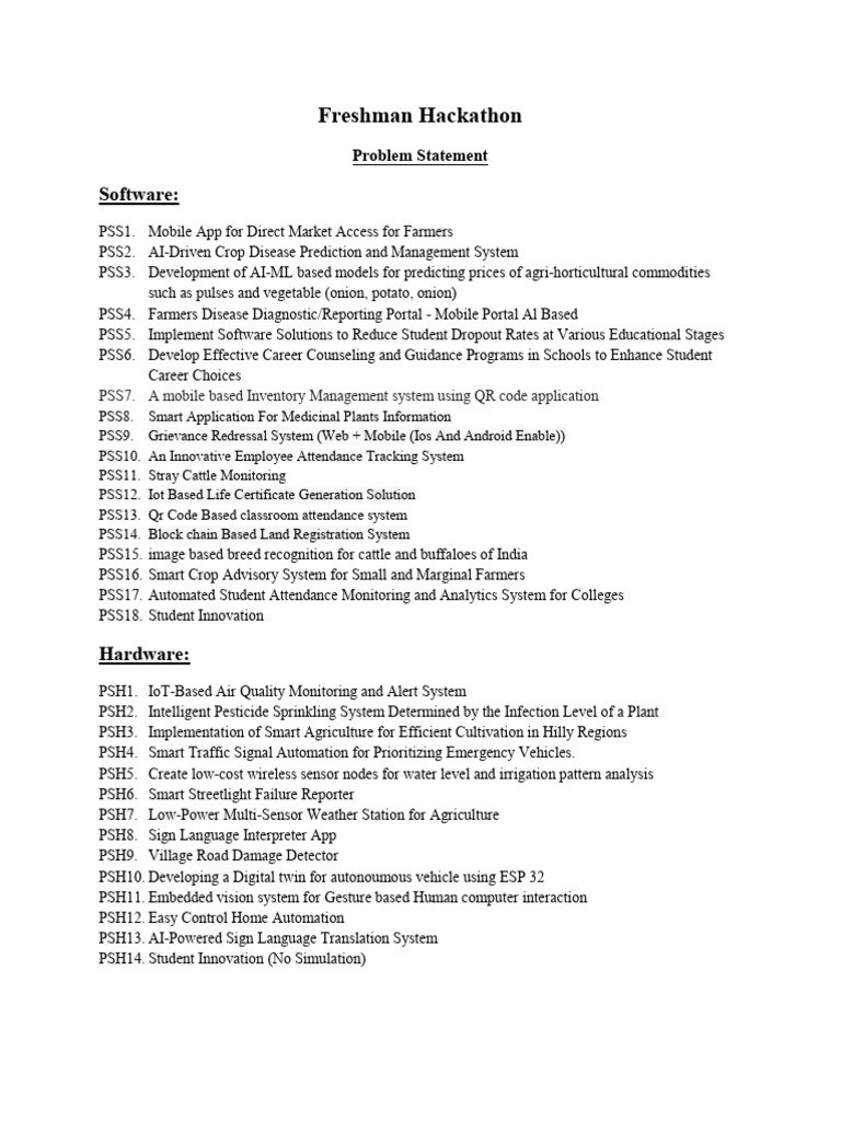 Freshmen Hackathon PS | PDF