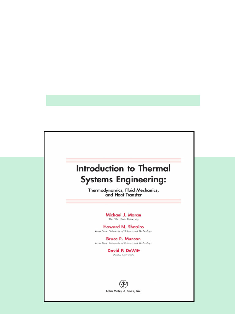 Introduction to Thermal Systems Engineering Thermodynamics Fluid ...
