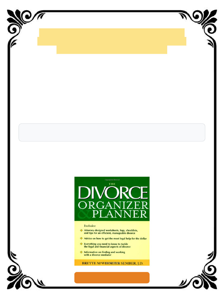 The Divorce Organizer Planner 1st Edition Brette Sember ebook high ...