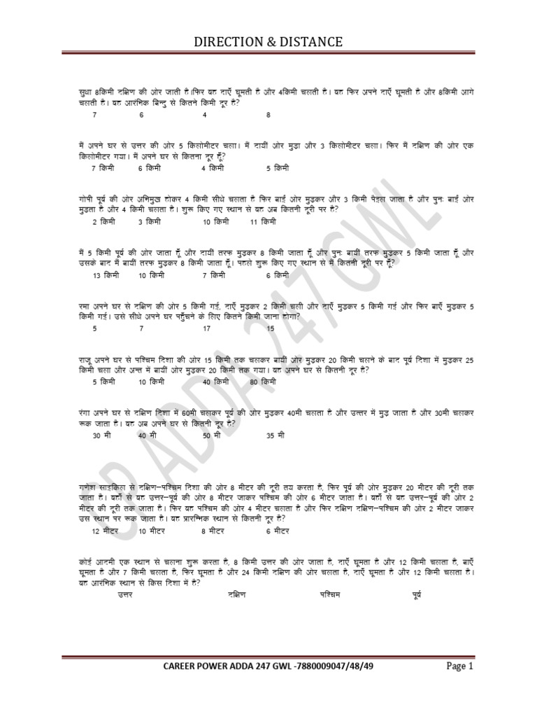 Direction and Distance 2 | PDF