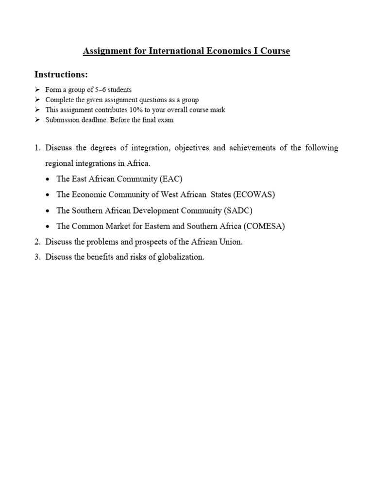 Group Assignment For International Economics I | PDF