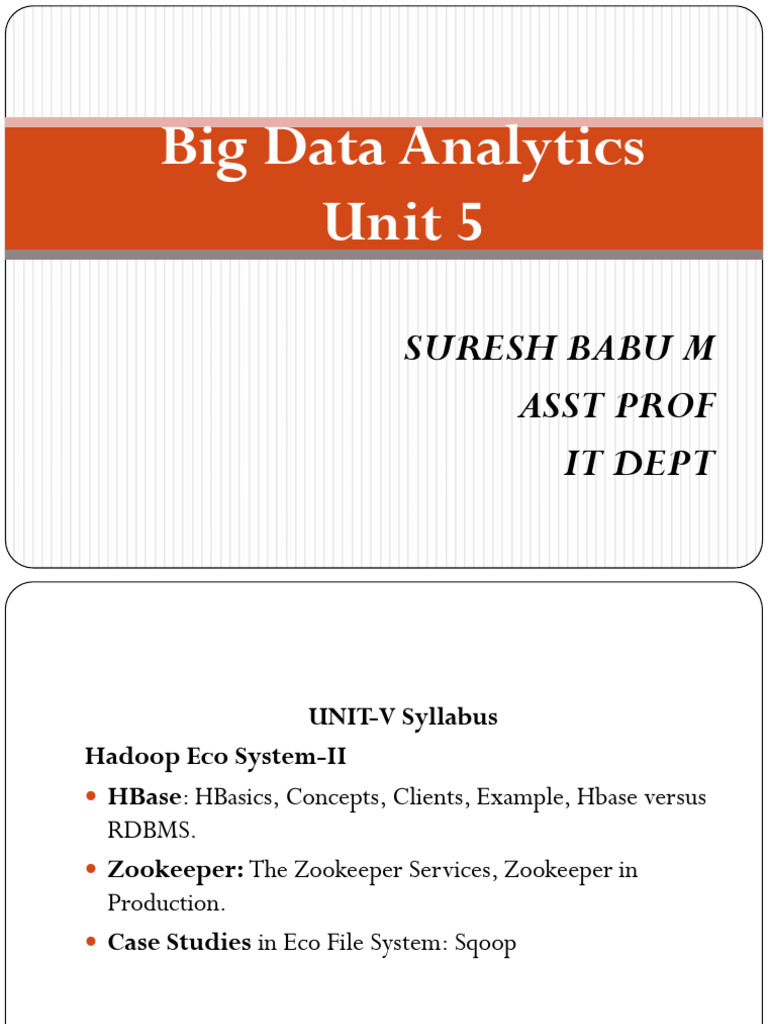 Big Data Analytics Unit-5 | PDF | Apache Hadoop | Databases