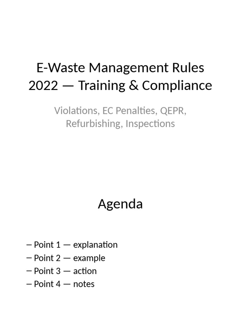 Ewaste Pro Training PPT | PDF | Economy And The Environment