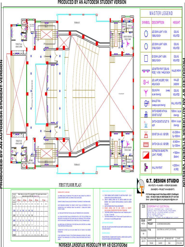 Electrical Drawing For 500 Seater Auditorium | PDF | Electrical Wiring ...