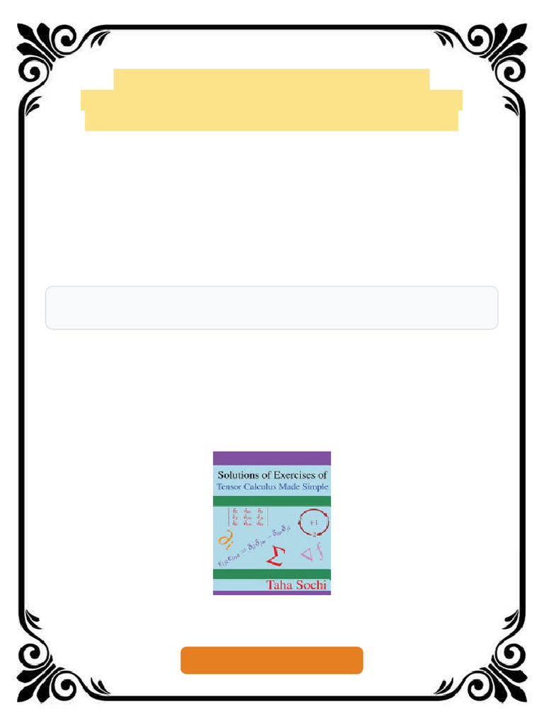 Solutions of Exercises of Tensor Calculus Made Simple First Edition Taha Sochi ebook manual ...