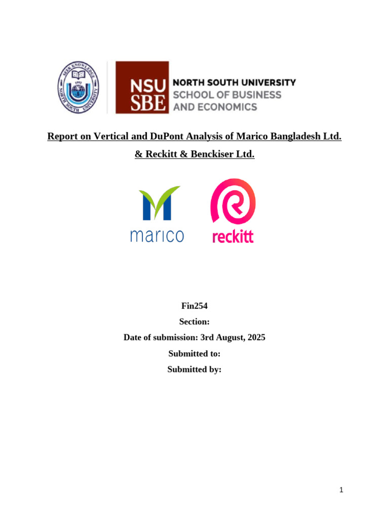 Financial Analysis of Marico & Reckitt | PDF | Taxes | Equity (Finance)