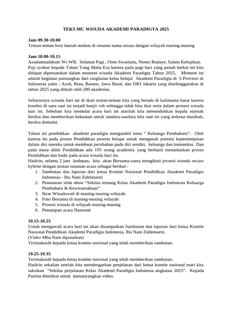 Wisuda Akademi Paradigta 2025: Keluarga Pembaharu | PDF
