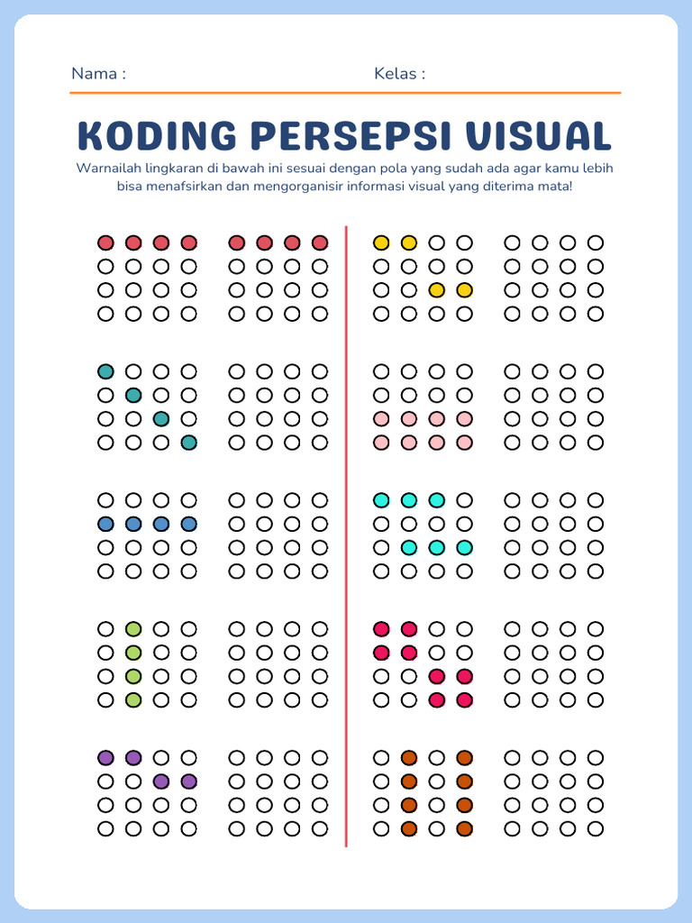 Lembar Kerja Koding Persepsi Visual Mewarnai Lingkaran Warna Warni Sederhana | PDF
