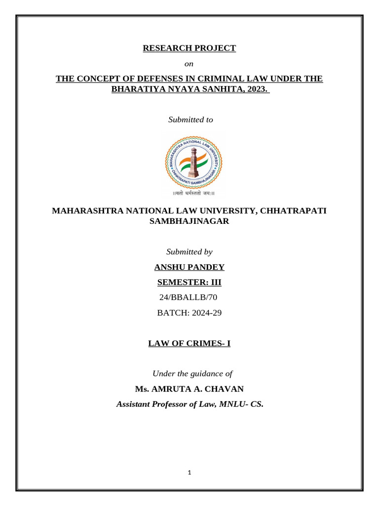 Criminal Law Project | PDF | Insanity Defense | Mens Rea
