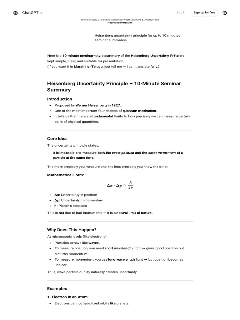 Heisenberg Uncertainty Principle Summary | PDF | Uncertainty Principle ...