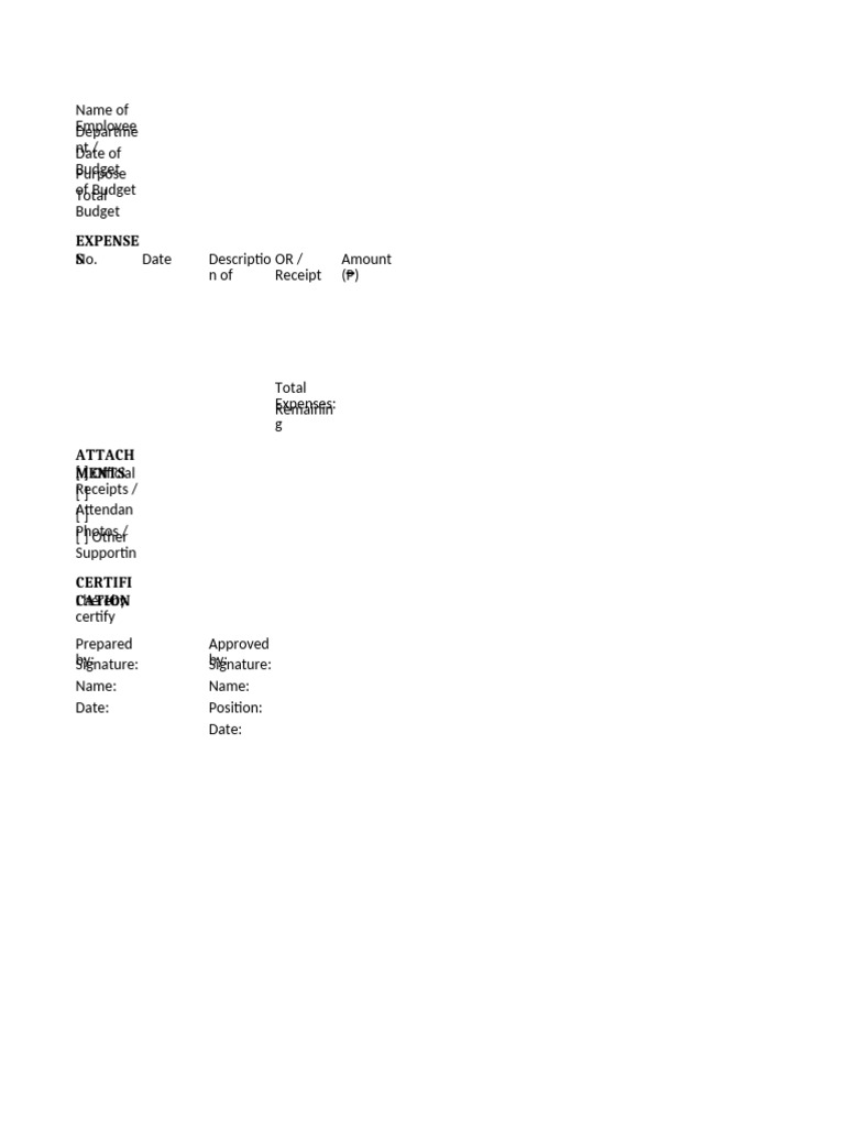 Budget Liquidation Form | PDF