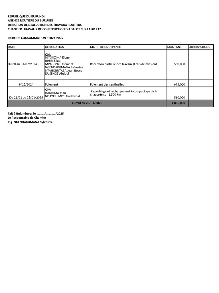 Fiche de Consommation | PDF | Ingénierie civile | Génie du bâtiment