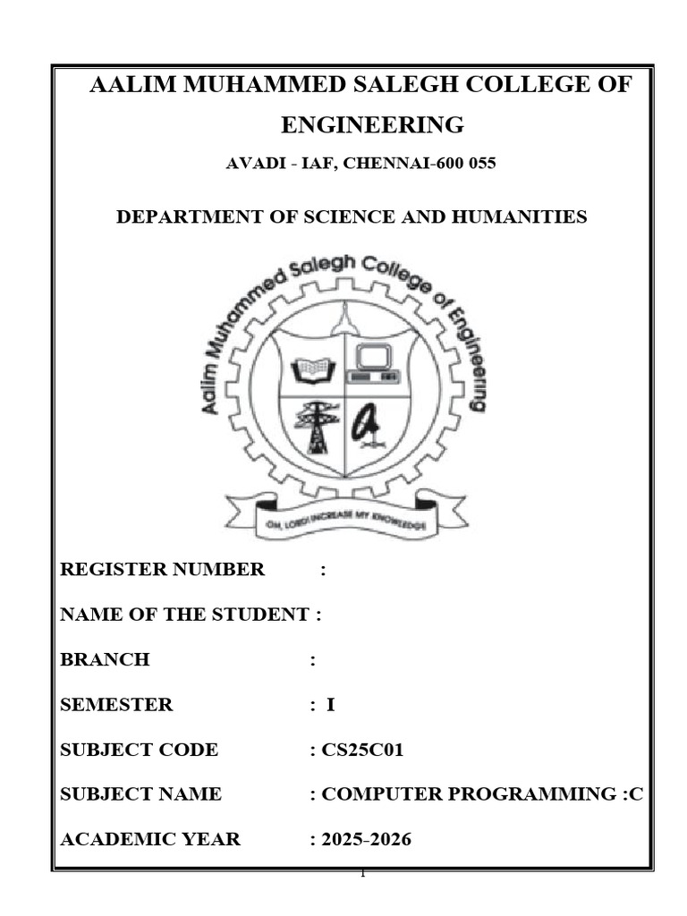 CS25C01 -CP-C LAB RECORD FINAL | PDF | Pointer (Computer Programming ...