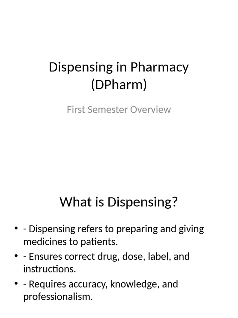 Dispensing DPharm First Semester | PDF
