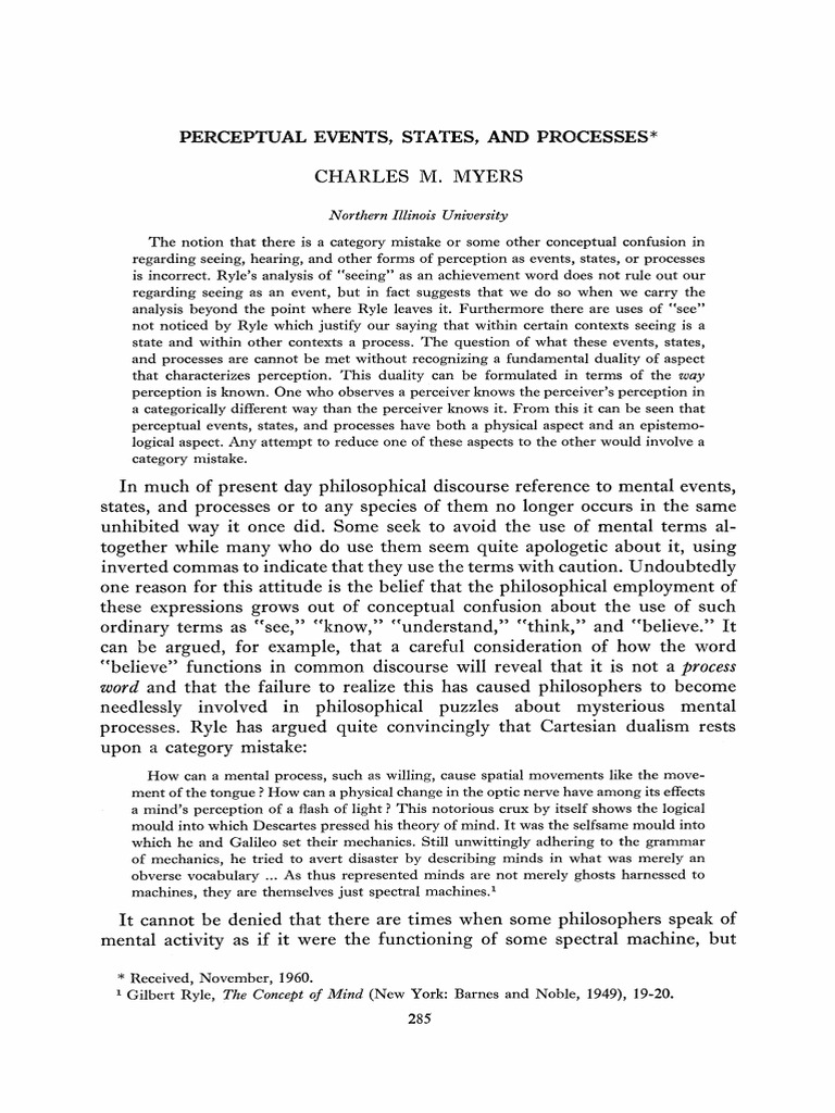 Understanding Perception: Events, States, Processes | PDF | Experience ...