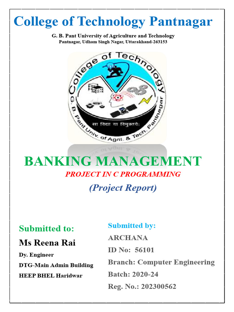 Banking Management System Project Report | PDF | Computing | Computer ...