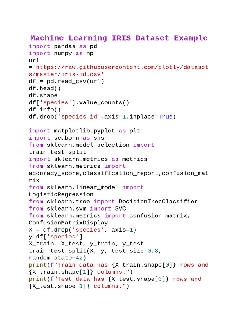 Machine Learning IRIS Dataset Example | PDF | Data Analysis | Statistical Analysis