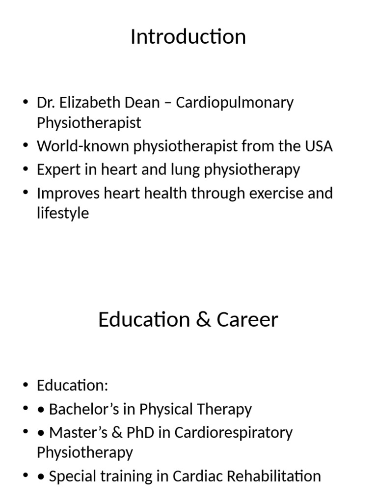 DR Elizabeth Dean Presentation | PDF