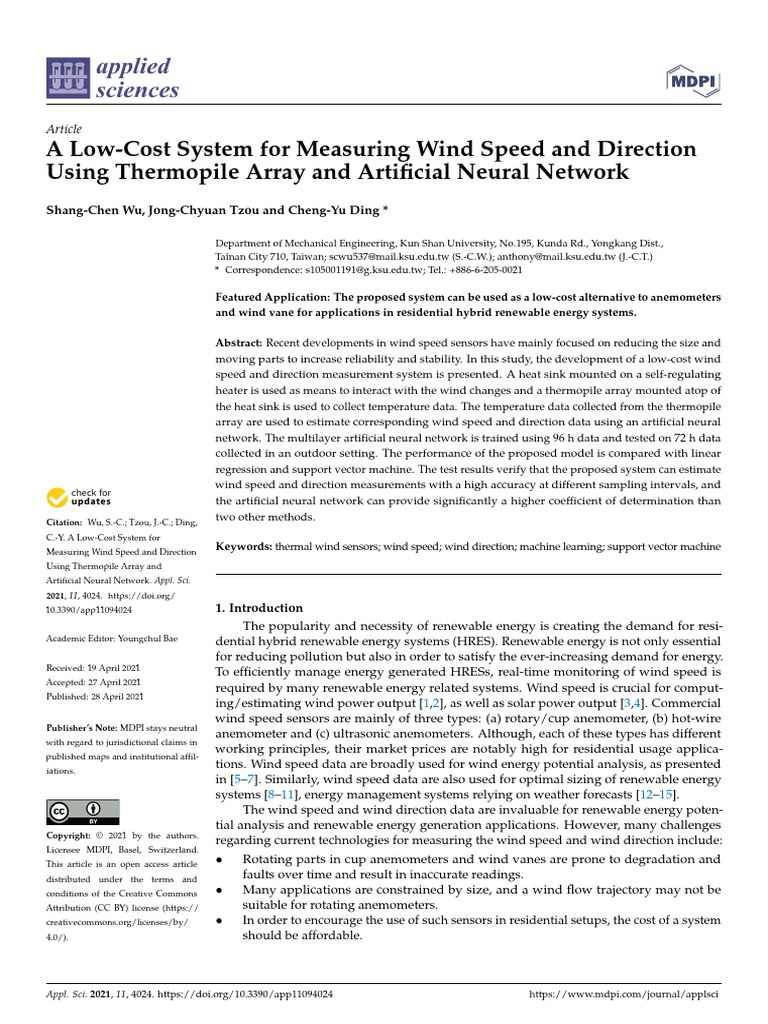 Low-Cost Wind Measurement System | PDF | Regression Analysis | Wind Speed