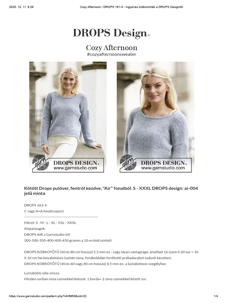 Cozy Afternoon _ DROPS 161-4 - Ingyenes kötésminták a DROPS Designtól | PDF
