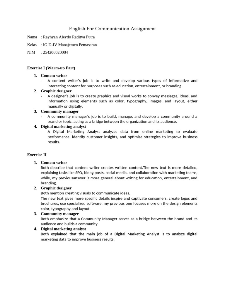 Rayhyan Aleydo Raditya Putra - English For Communication Assignment - 8 ...