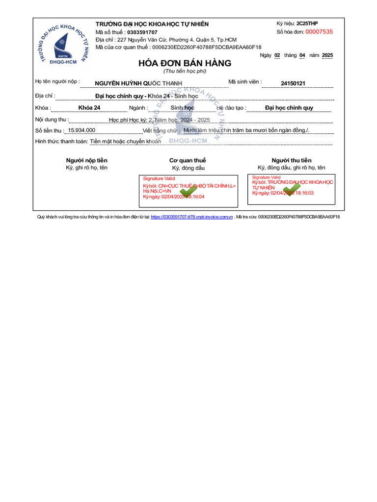 KH TN VN Pay 0103833521816 | PDF