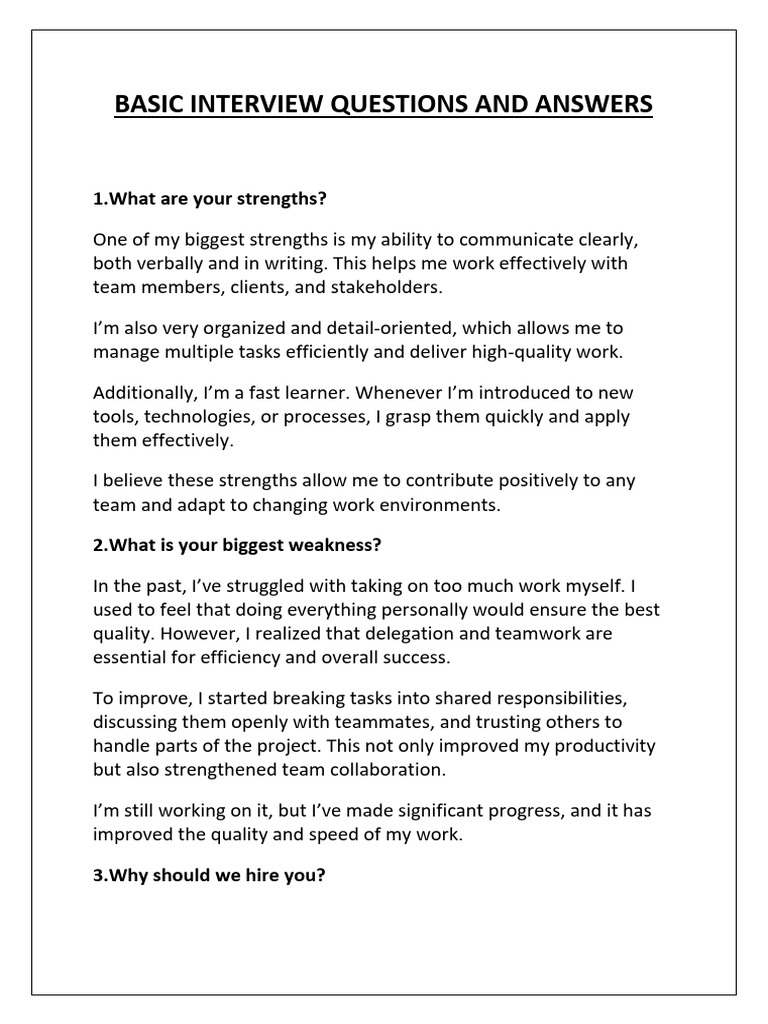 Essential Interview Q&A Guide | PDF | Skill | Applied Psychology
