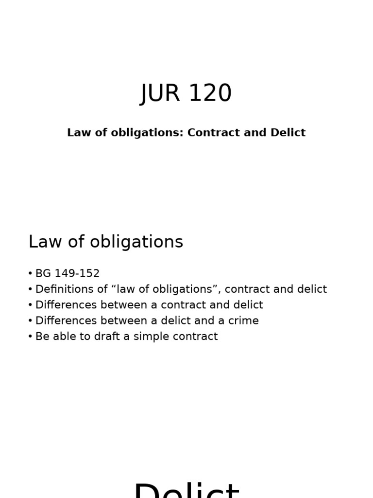 Contract and Delict Class Slides | PDF | Causation (Law) | Employment