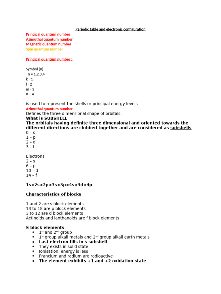 Spin Quantum Number: Principal Quantum Number Azimuthal Quantum Number ...