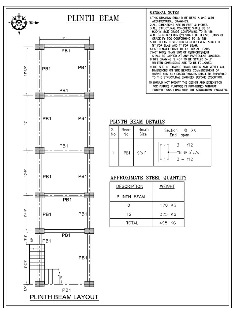 Plinth Beam Layout and Detail | PDF