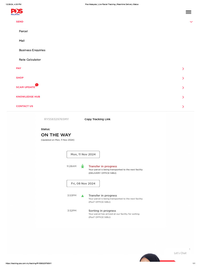 Pos Malaysia _ Live Parcel Tracking _ Real-time Delivery Status | PDF
