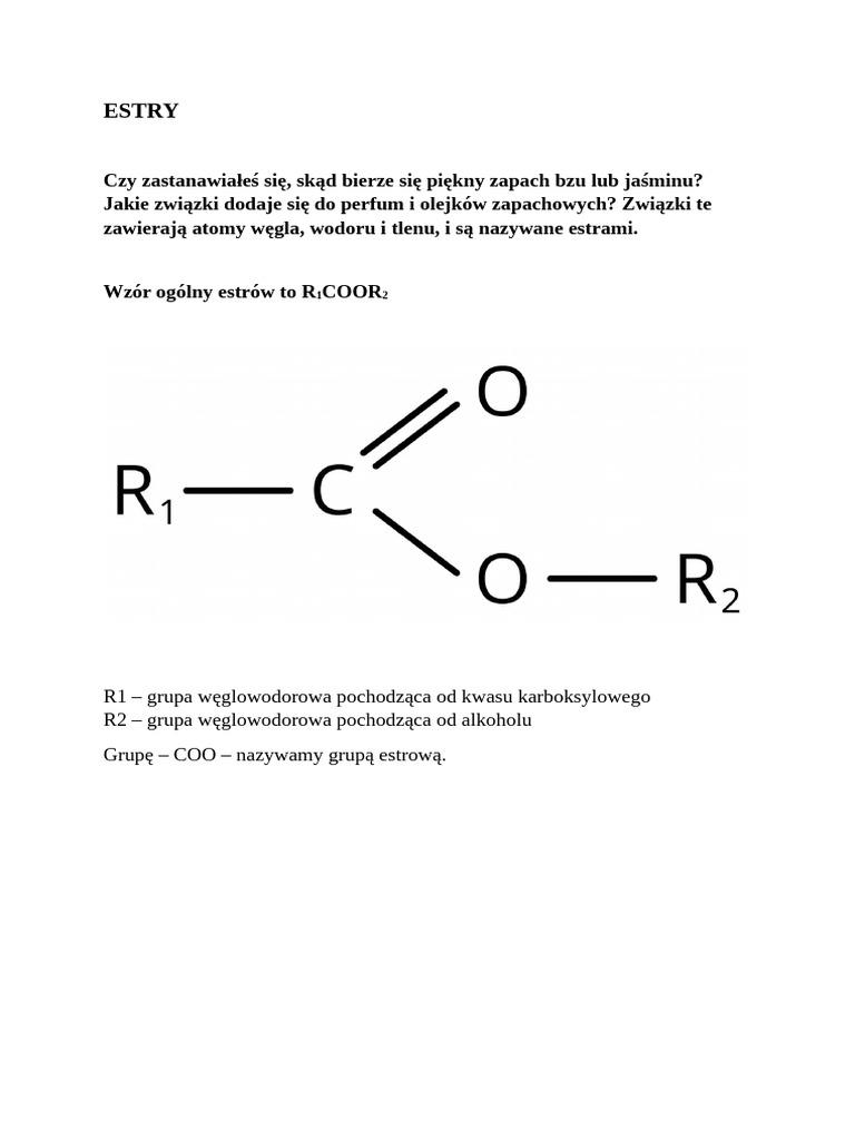 Chemia Prezentacja Estry | PDF