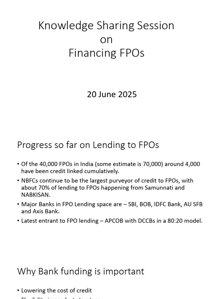 Fpo Financing PPT Bafa 200625 | PDF | Loans | Banks