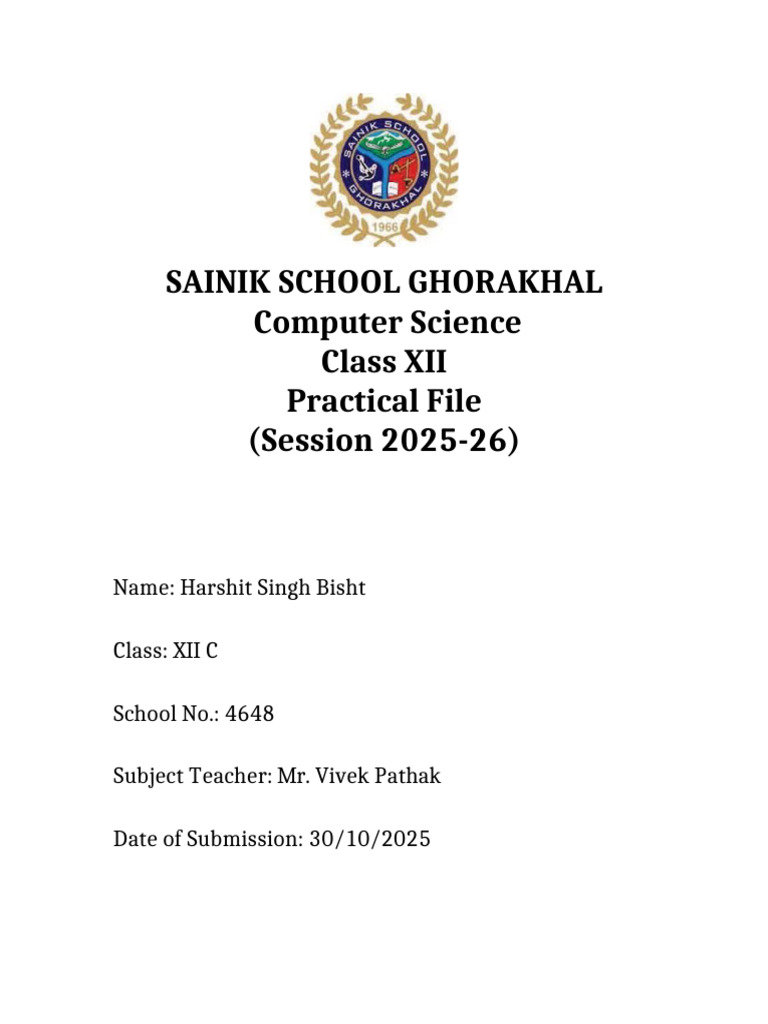 Class12 CS PracticalFile 2025-26 | PDF | Queue (Abstract Data Type) | Computer Programming