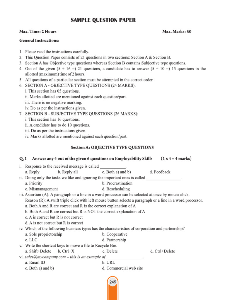 IT 402 Class 9th Sample Paper | PDF