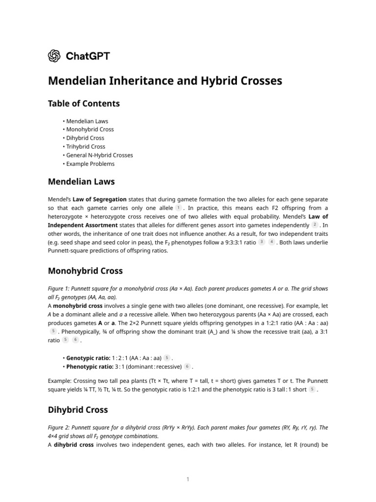 Mendelian Inheritance and Hybrid Crosses | PDF | Dominance (Genetics ...