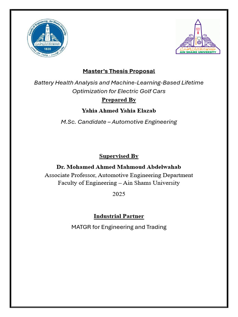 Master’s Thesis Proposal | PDF | Electric Vehicle | Electrical Engineering