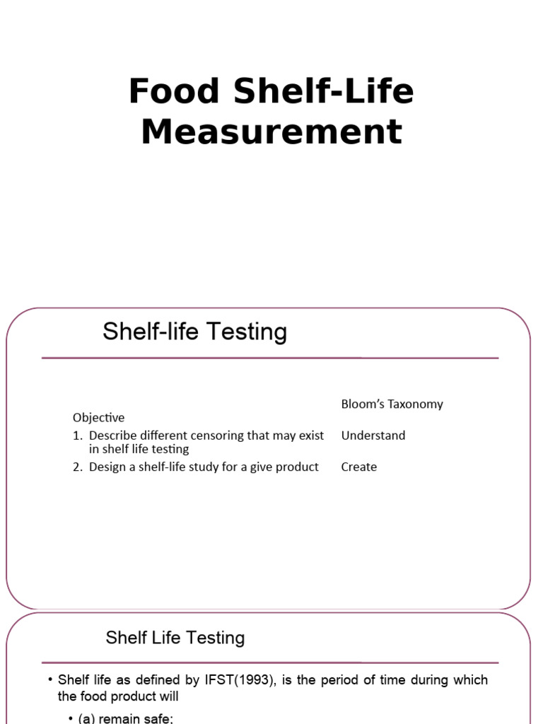 Food Shelf-Life Measurement.pptx | PDF | Shelf Life | Sampling (Statistics)
