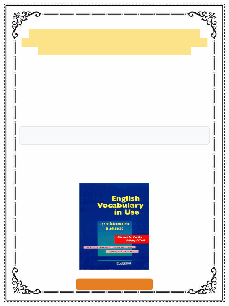 English Vocabulary in Use Upper Intermediate and Advanced No OCR 1st Edition Michael Mccarthy ...