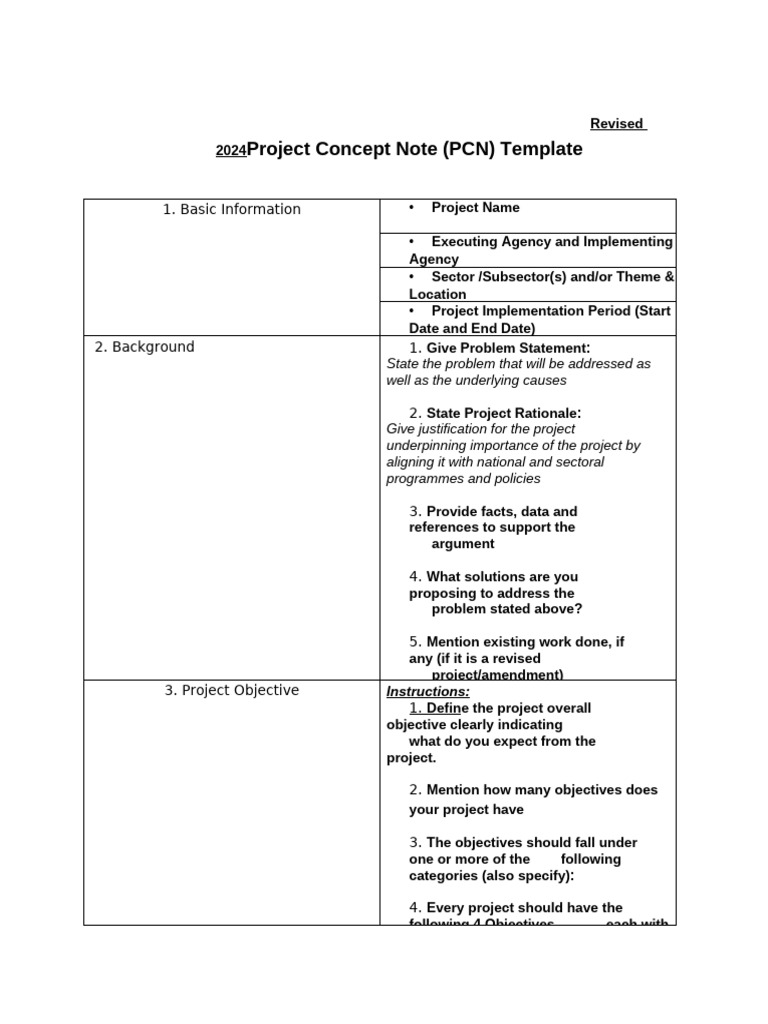 2024 Project Concept Note Template | PDF | Risk | Climate Change Mitigation