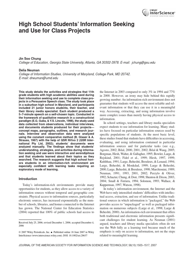 High School Students' Research Strategies | PDF | Constructivism ...