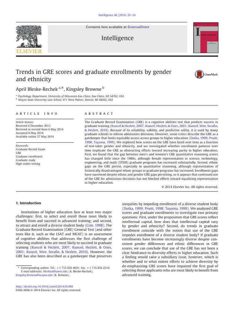 GRE Scores: Gender & Ethnicity Trends | PDF | Graduate Record ...