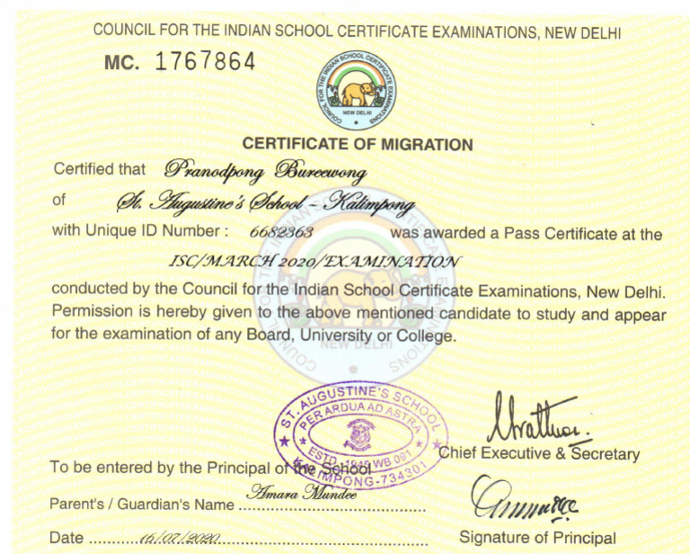 Migration Certificate | PDF