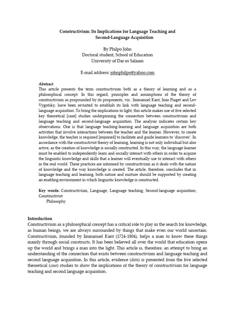 Constructivism Its Implications for Lang | PDF | Constructivism (Philosophy Of Education ...