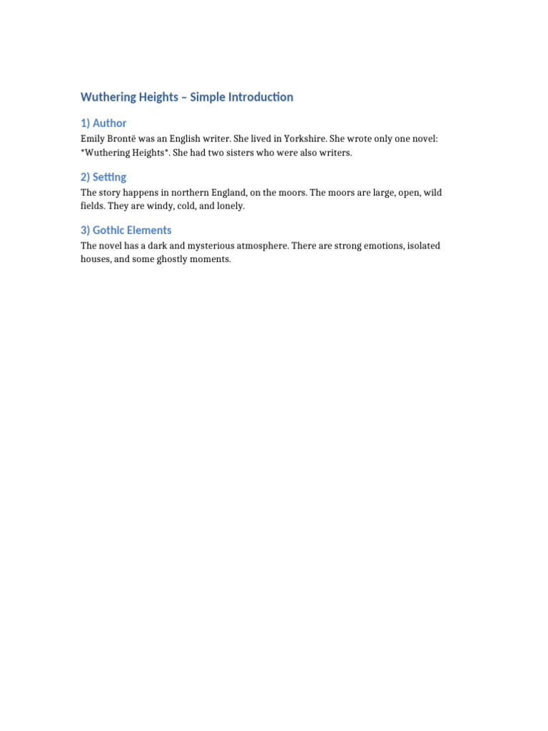Wuthering Heights: A Brief Overview | PDF